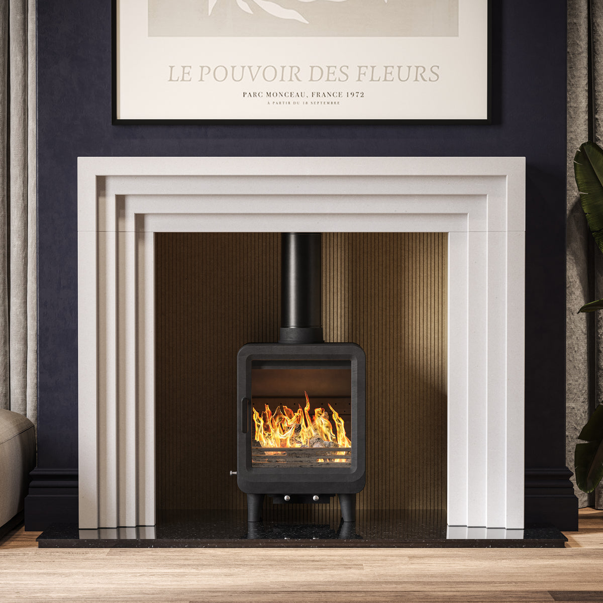 Obsidian Slim Honed Polar White Fireplace — Spratt Fireplaces