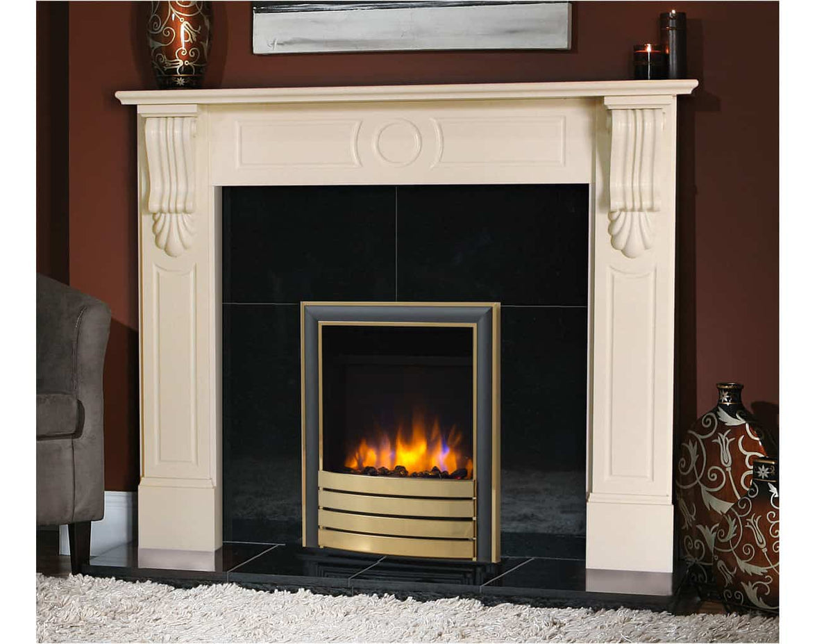 54" Victorian Corbel (Incised) Ivory Pearl Fireplace | Heat Design ...