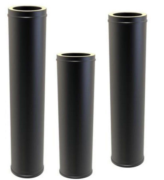 Convesa 150 100MM TWIN WALL STRAIGHT PIPE BLACK — Spratt Fireplaces